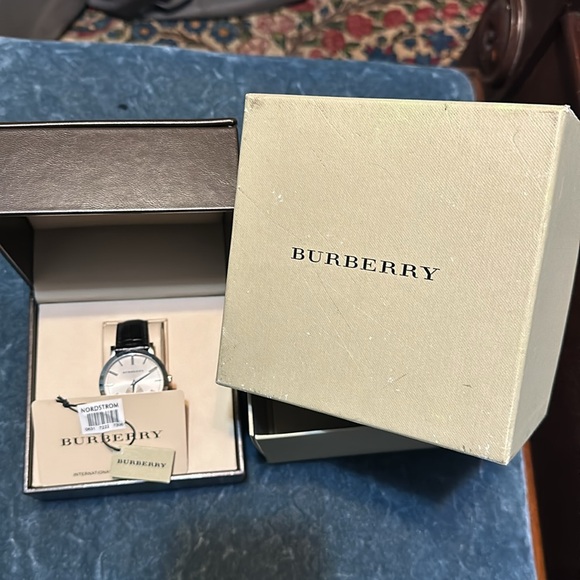 Burberry | Accessories | Mens Authentic Burberry Watch Black Leather ...
